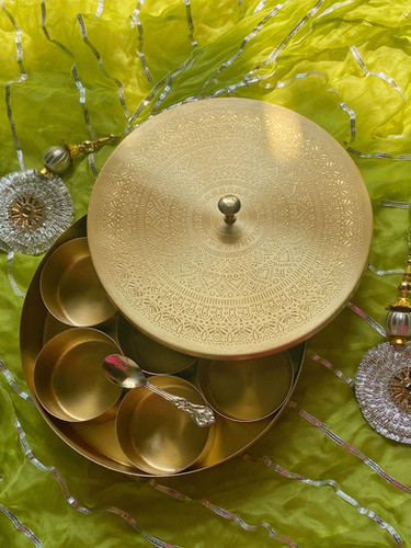 Rangoli Brass Spice Storage box | Abelhouse Latest