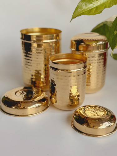 Brass Storage Containers - set of 3 | Abelhouse Latest