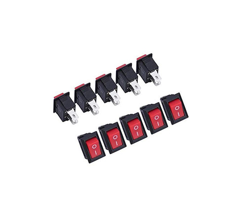 2 pin SPST Rocker Switch Red Black 250V 6A / 125V 10A on-off | DEPOKE