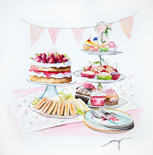 An original painting – Afternoon Tea Party | enyatodd.com