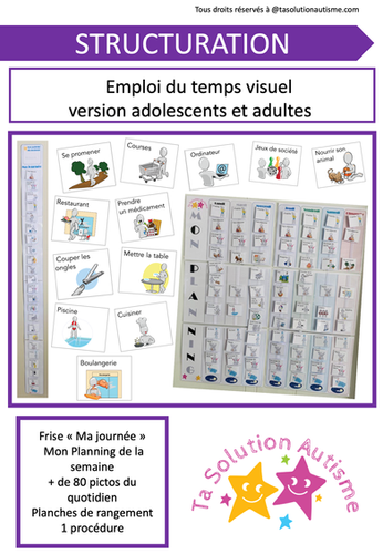 Emploi du temps visuel version adolescents et adultes | Ta Solution Autisme