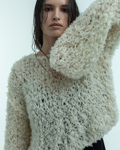 MESHED CREAMY SWEATER | KNITLAB