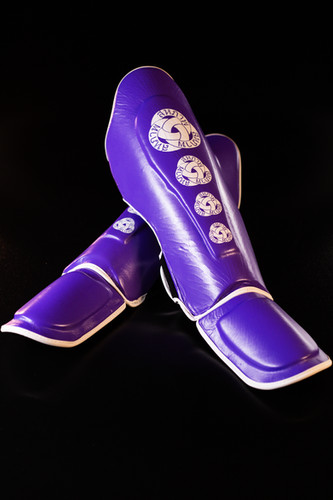 UNION fighting Purple Full Leather Shin Guards | unionfighting