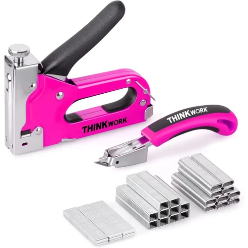 3-in-1 Pink Heavy Duty Staple Gun Kit W6115 | Thinkwork