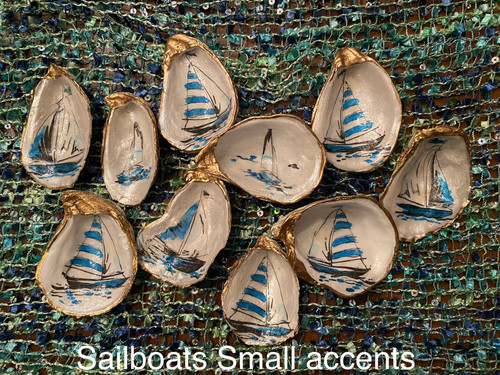 Small Sailboat Accents on Oyster Shell Tops | Gifts from the Sea