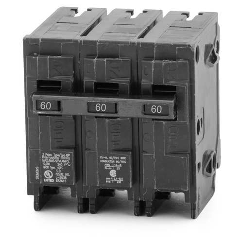 Siemens Q360, Circuit Breaker, 3 Pole, 60A, 120/240V Standard, Plug-In ...
