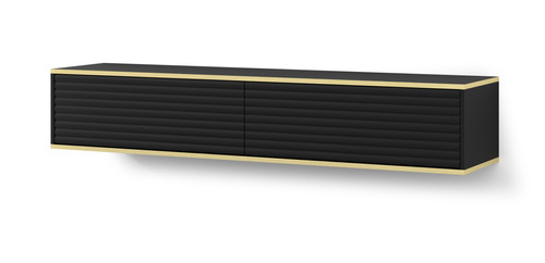 SUBI TV cabinet, 180 cm, hanging cutter, matt black | homlando