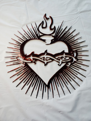 Sacred Heart Metal Wall Hanging | Papalito's Workshop