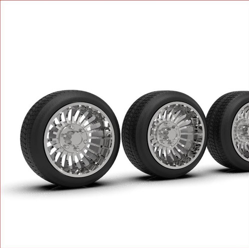1:64 17” Turbine Mini Truck wheels on Stretch tires | 3DScaleParts