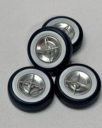 1:25 Four Bar Hub Caps on White Walls | 3DScaleParts