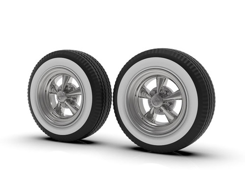 1:25 Chromed Front 15” Cragar style wheels on White Wall Tires ...