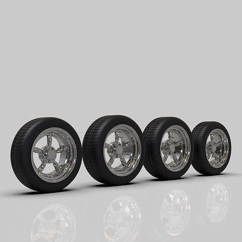 1:20 Coke Bottle spoke wheels 19” with big and little tires | 3DScaleParts