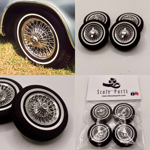 1:24 15” Corvair Kelsey Hayes wire wheels on whitewalls | 3DScaleParts