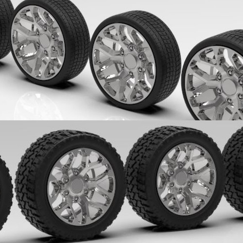 1:18 26” Snowflake wheels and tires | 3DScaleParts