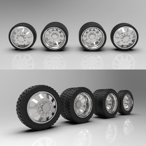 1:64 “Razor” Dually Wheel and Tire Setup (26” or 22”) | 3DScaleParts