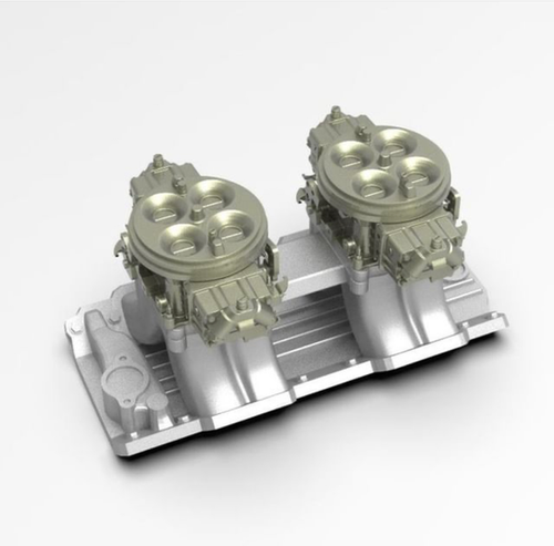 1:16 Dual Quad intake with two four barrel carbs for the the SBC ...