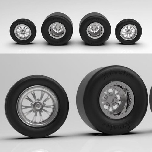 1:64 Weld Vector Drag Racing wheels with wrinkled or non-wrinkled tires ...