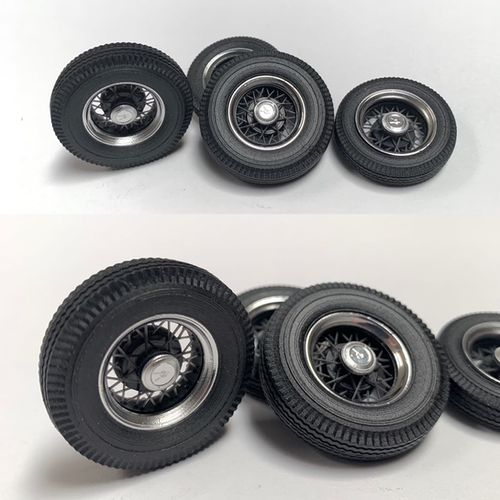 1:25 Black Wire wheels, Chrone Hoop with a chrome cap | 3DScaleParts