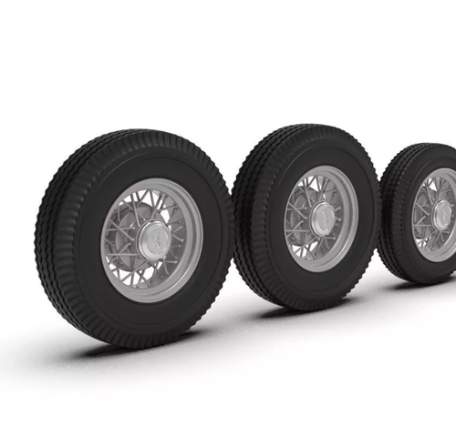 1:16 Wire Wheels (Unpainted) 17" Big and Little Vintage Tires Chrome V8 ...