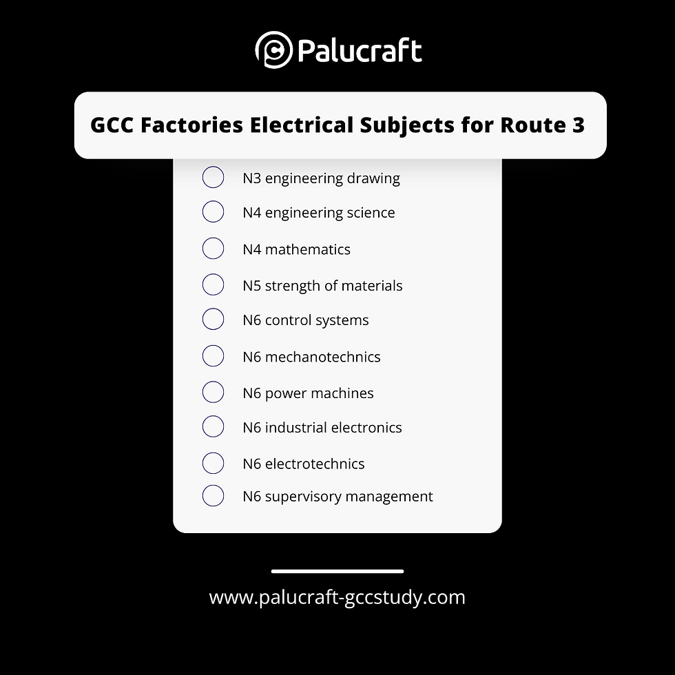 GCC Factories Subjects for National N Diploma (N4-N6) Applicants