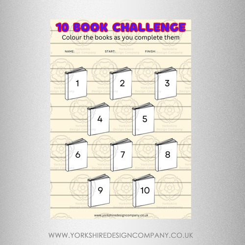 10 Book Reading Challenge Poster - Print at home | Yorkshire Design Co.