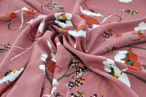 Rayon Poplin - Floral Dream Vintage Rose - 1/2 metre | thread-werk