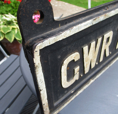 GWR cast iron hanging station sign