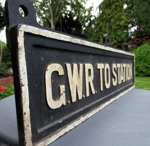 GWR cast iron hanging station sign