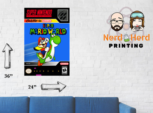 Super Mario World SNES Box Cover Poster | Nerd Herd Printing
