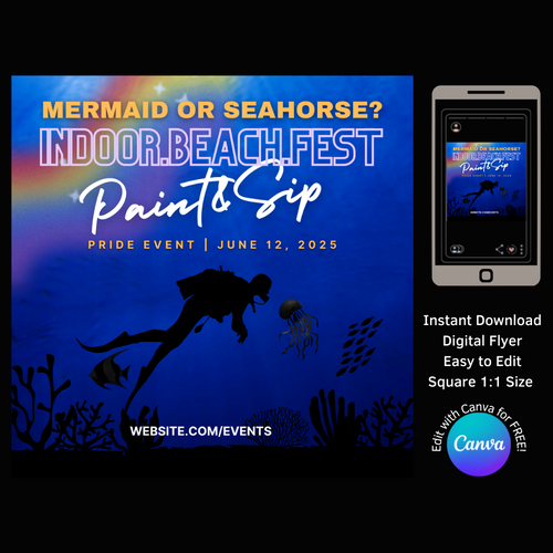 Indoor Beach Invite Template - Paint Party | Primary Paint Party