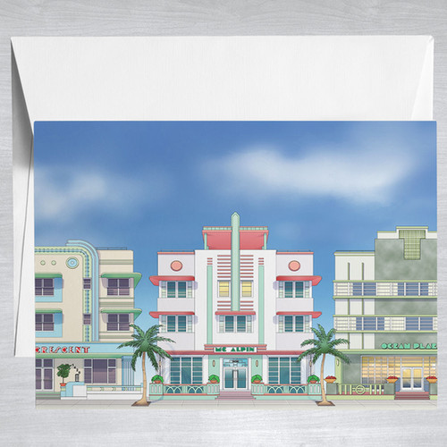 Miami Art Deco District Notecard Color Our Town