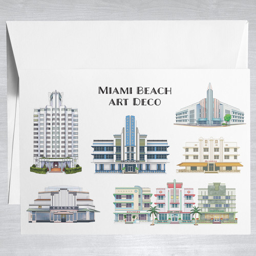 Miami Beach Art Deco Notecard Color Our Town