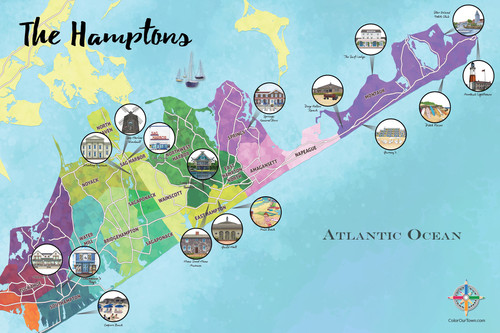 The Hamptons Map | Color Our Town
