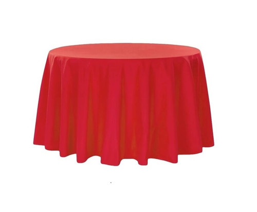 Linen Poly Spun 132" Round Red | Sammy's