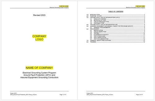 Template, OSHA Based Electrical Grounding Program (GFCI and AEGCP ...