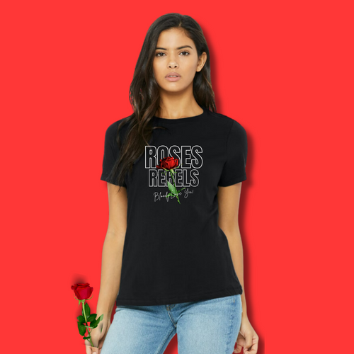 Women's Relaxed Fit Tee - Roses Rebels | Curly Crissee Boutiq