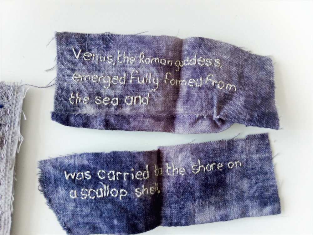 Text in Textiles - embroidered writing