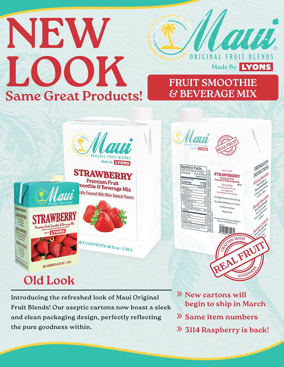 Maui® Premium Fruit Smoothie & Beverage Mixes' Refreshed New Look