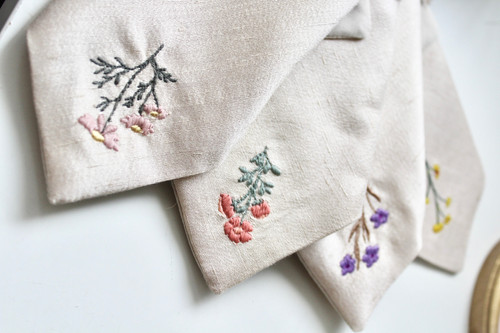 Floral Embroidered Pocket Square | handsomeandlace