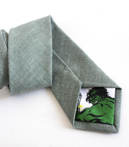 HULK Necktie in Sage Green Silk Blend