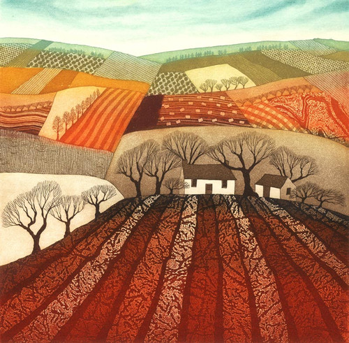 Ploughed Earth etching mounted | Rebecca Vincent