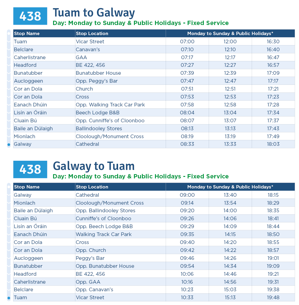 Route 438 Tuam to Galway | TFI Local Link Galway