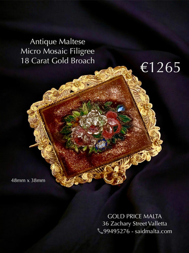 Antique Maltese Micro Mosaic Filigree 18 Carat Gold Broach | Gold Price ...