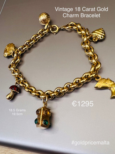 Vintage 18 Carat Gold Charm Bracelet | Gold Price Malta