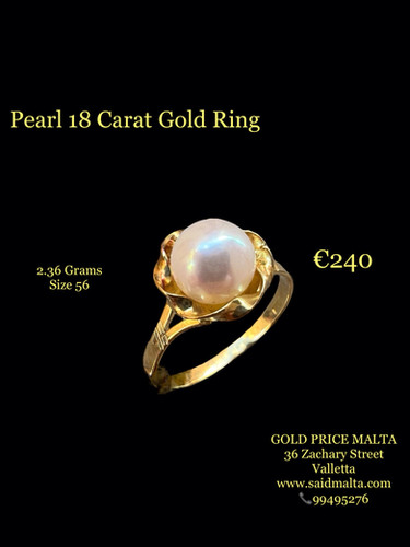 Pearl 18 Carat Gold Ring | Gold Price Malta