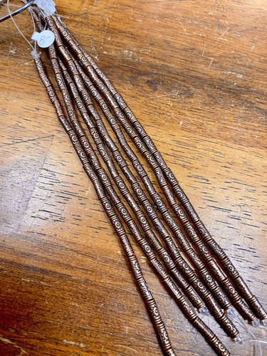 Copper Plated Pewter Sun Flower Tube Bead Strand | The Bead Place