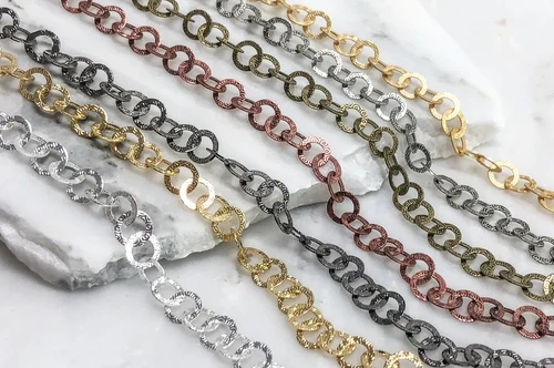 9mm Round Flattened Textured Cable Chain Ch-930 | The Bead Place