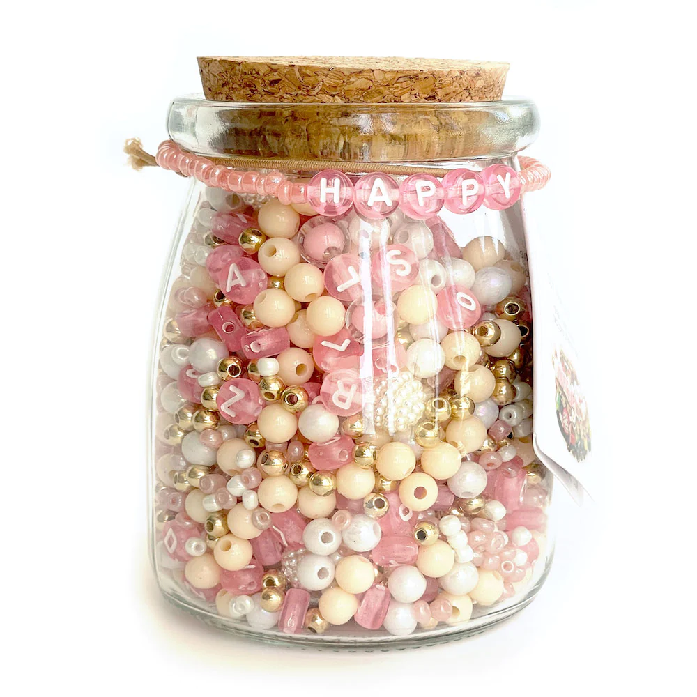 Blush HAPPY Jar DIY Bead Kit | The Bead Place
