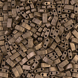 Matte Metallic Dark Bronze Half Tila TLH2006 | The Bead Place