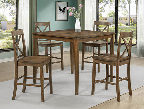 CM Theodore 5-Piece Counter Height Table Set (Brown) | TX Fine Furniture